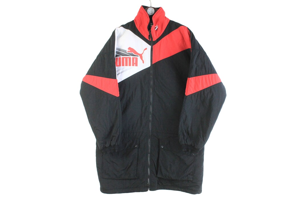 Vintage PUMA Jacket Size Men's M Authentic Black Big Logo Rare Retro ...