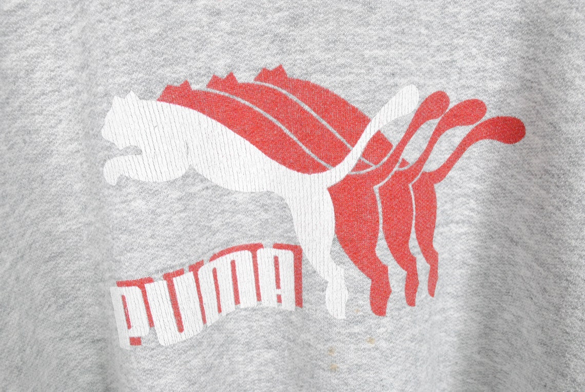 Vintage PUMA big logo sweatshirt authentic gray Activity Wear | Etsy