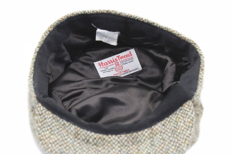 Vintage HARRIS TWEED Railroad Cap Wool Hat Baker Boy Style Contour ...