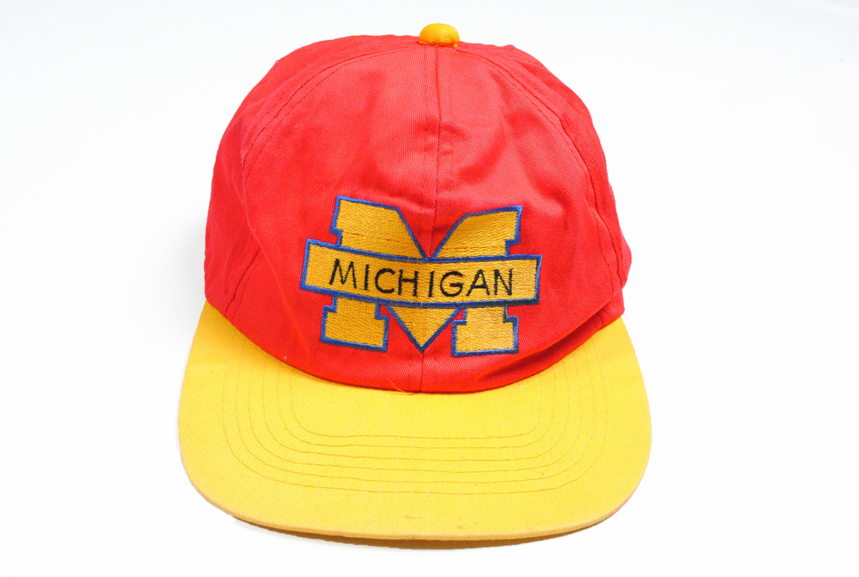 Vintage MICHIGAN Wolverines Hat Big Logo Cap Basketball Red | Etsy