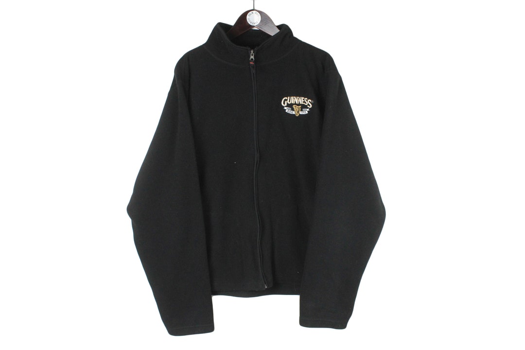 Vintage GUINNESS Fleece Sweater Full Zip UK Irish Stout Beer Style ...