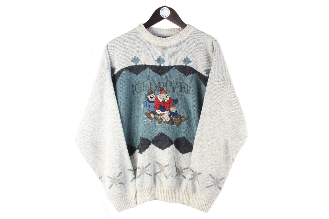Vintage Liberty Sweater Embroidery Human Logo Gray Non Brand 90's ...