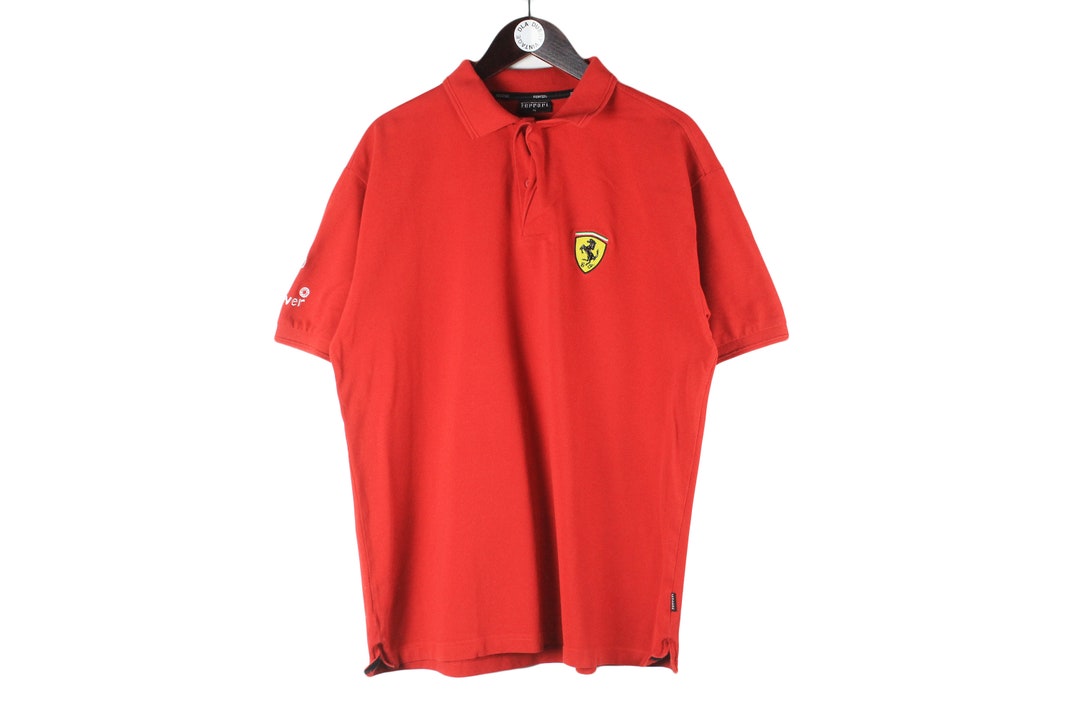 Vintage FERRARI Polo T-shirt Red Size Men's XL Small Logo Authentic ...