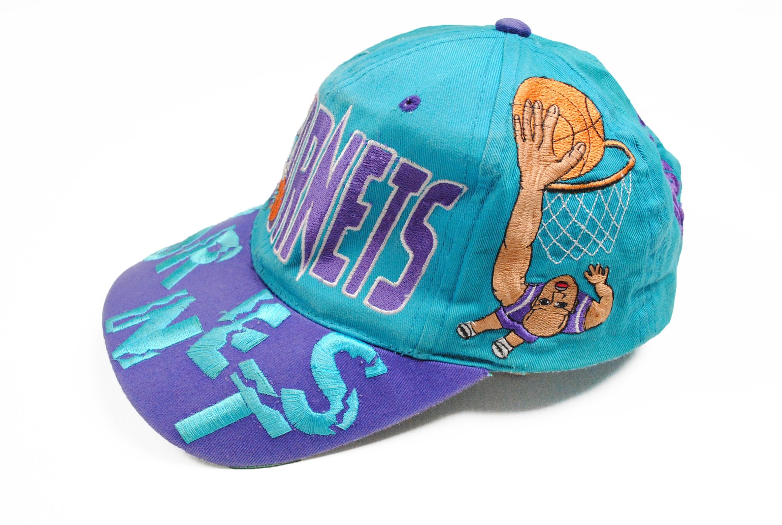 Vintage CHARLOTTE HORNETS hat full Basketball Slam Dunk big | Etsy