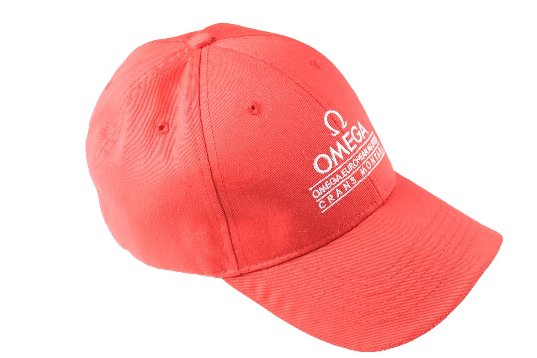 Vintage OMEGA Watch Cap Big Logo Summer Baseball Hat Red One Size Retro ...