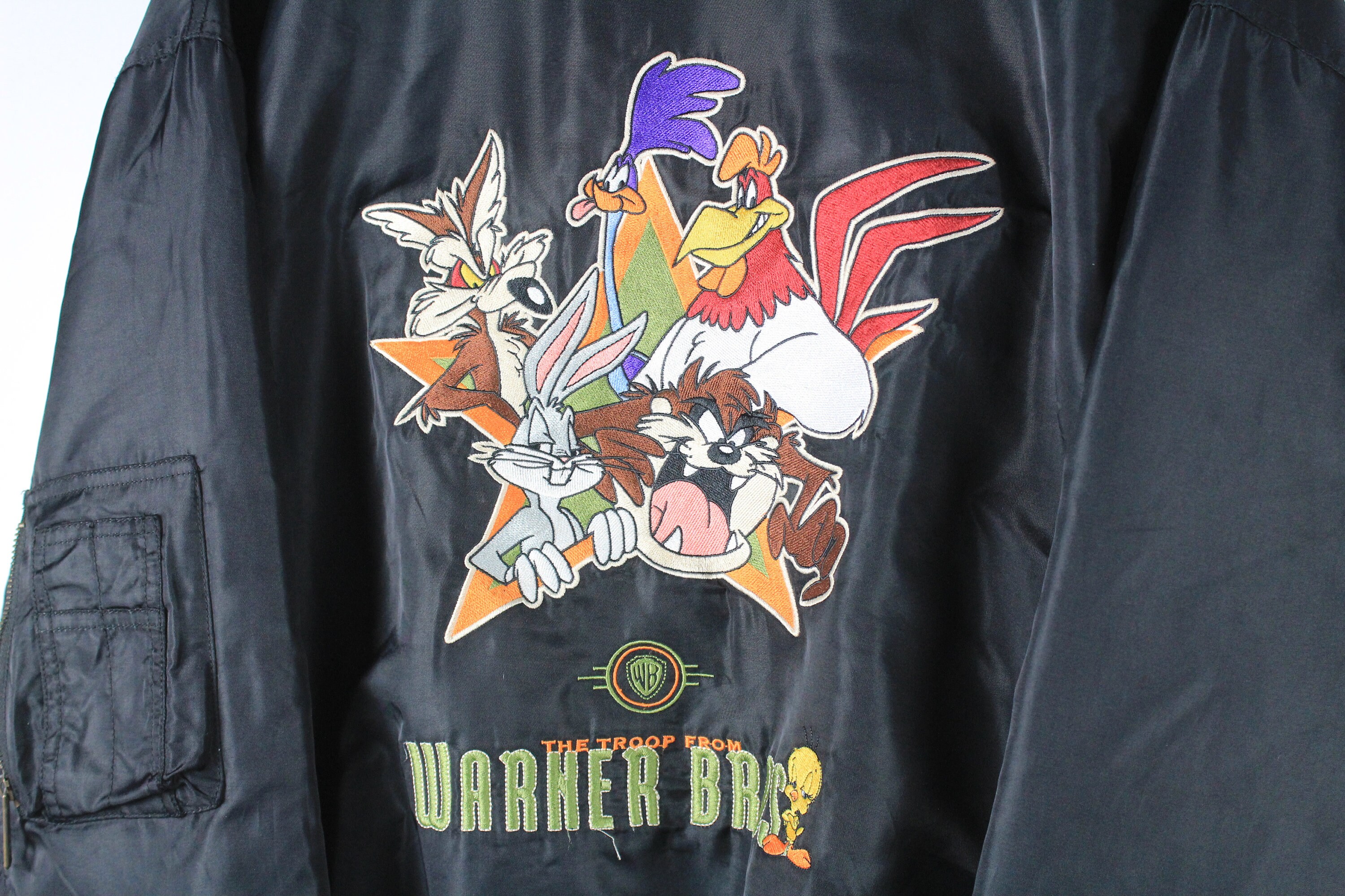 Vintage WARNER BROS Authentic Bomber Jacket Size L/XL Rare - Etsy