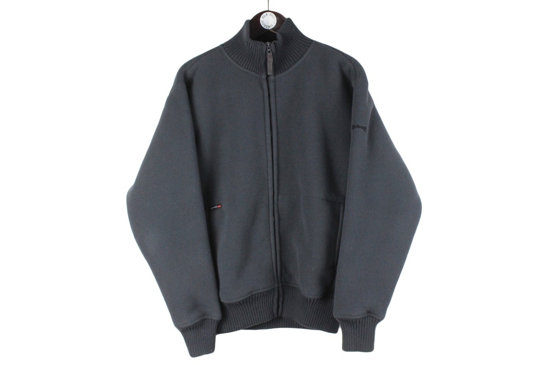 Vintage SCHOTT NYC Fleece Jacket Sweater Blue Small Logo Size M Retro ...