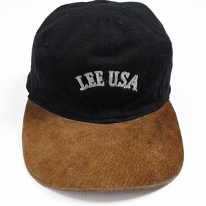 Vintage LEE USA Hat Big Logo Cap Hipster One Size Black Brown Retro ...