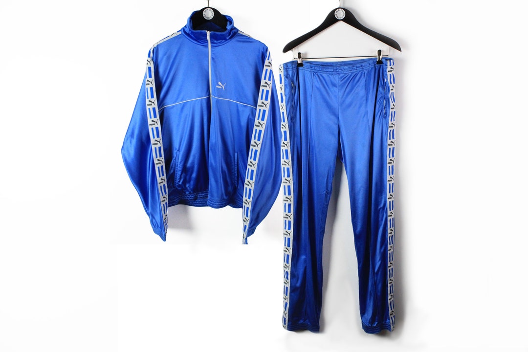 Vintage PUMA Men's Tracksuit Size XL Authentic Blue Rare Retro Rave 90 ...