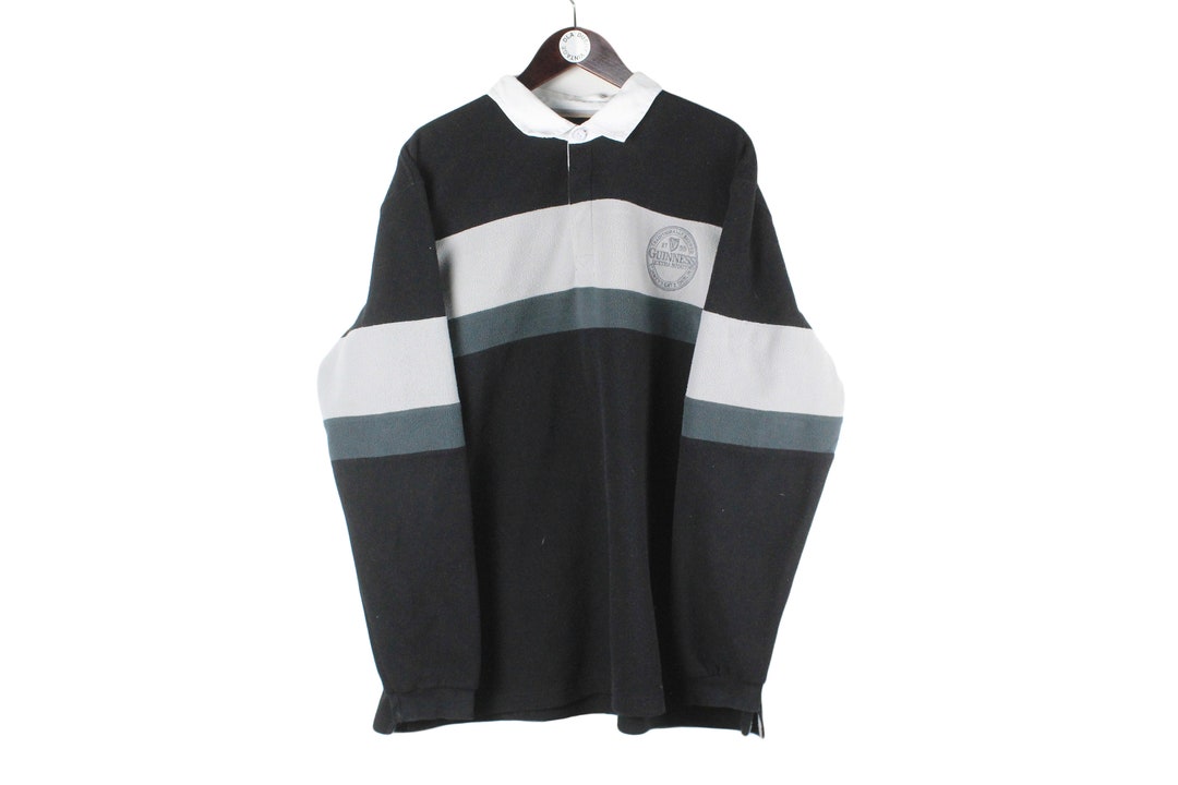 Vintage GUINNESS Fleece Rugby Shirt Size XXL Men's Black Small Logo ...