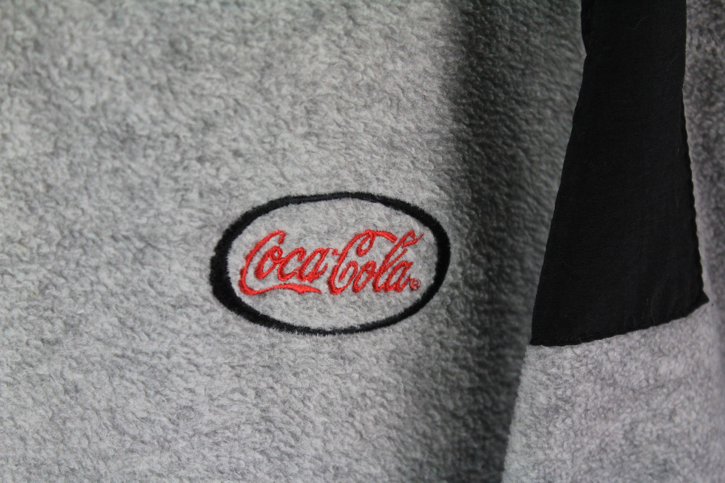 Vintage COCA-COLA Fleece Sweater long sleeve Size L gray black | Etsy