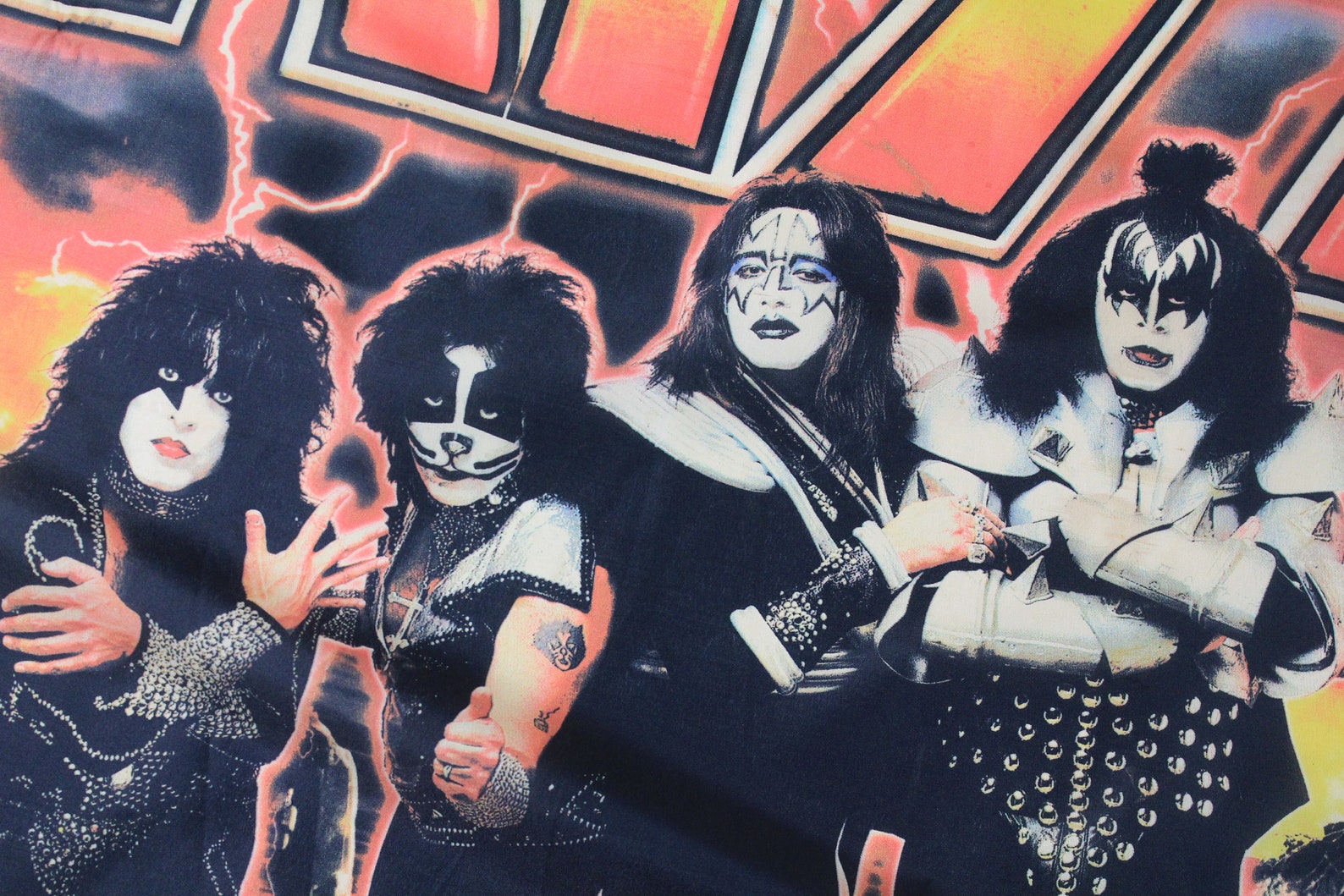 Vintage KISS 2000 Flag Banner Tapestry Music Band Old School 90's 80's ...