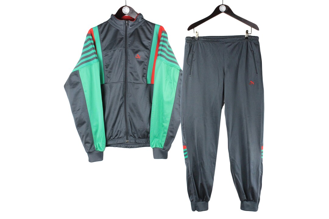 Vintage PUMA Tracksuit Jacket and Pants Size L Retro Sport Suit ...