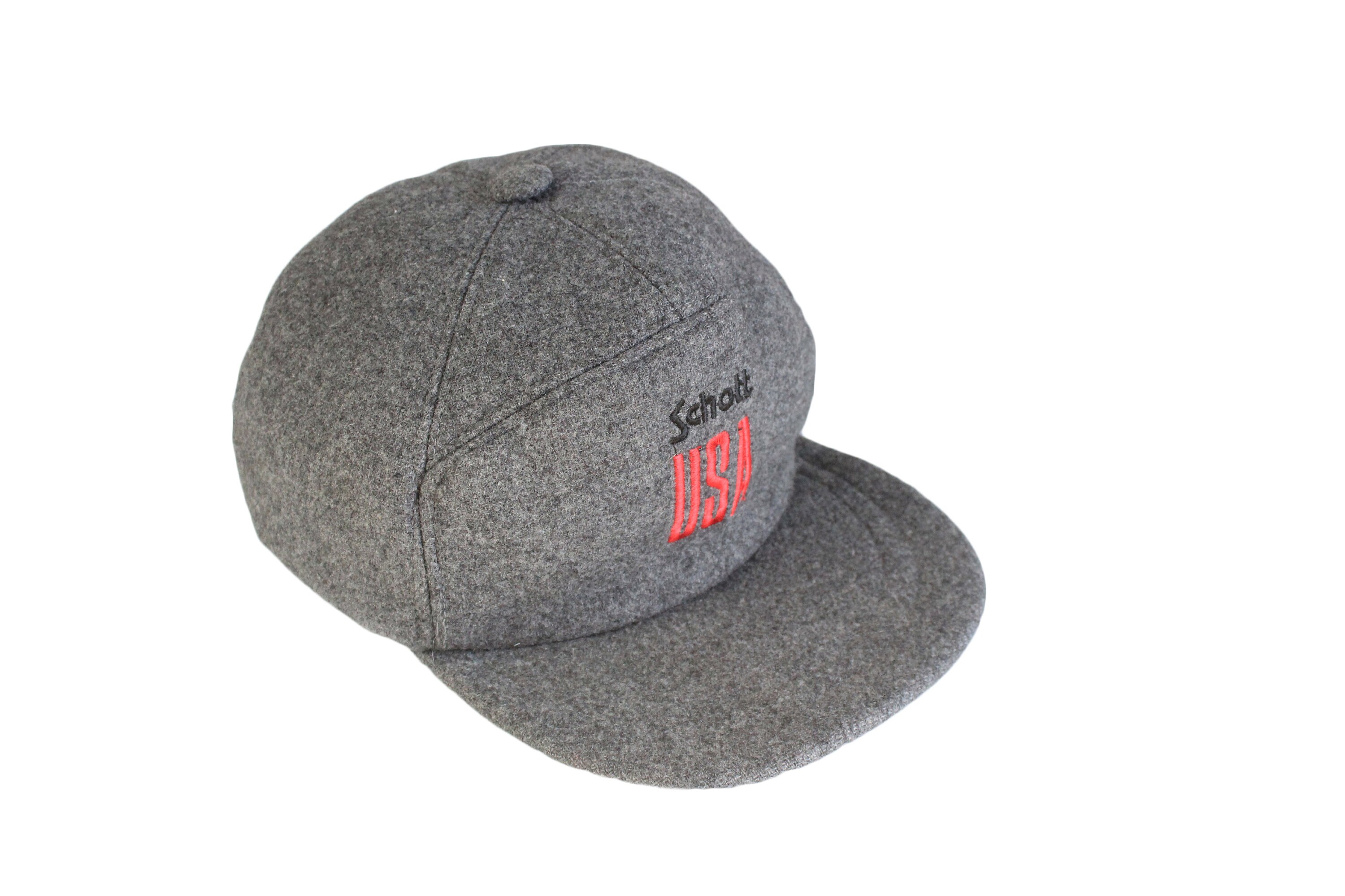 Vintage SCHOTT USA 5 Panel Hat Big Logo Cap Hipster One Size Gray Retro ...