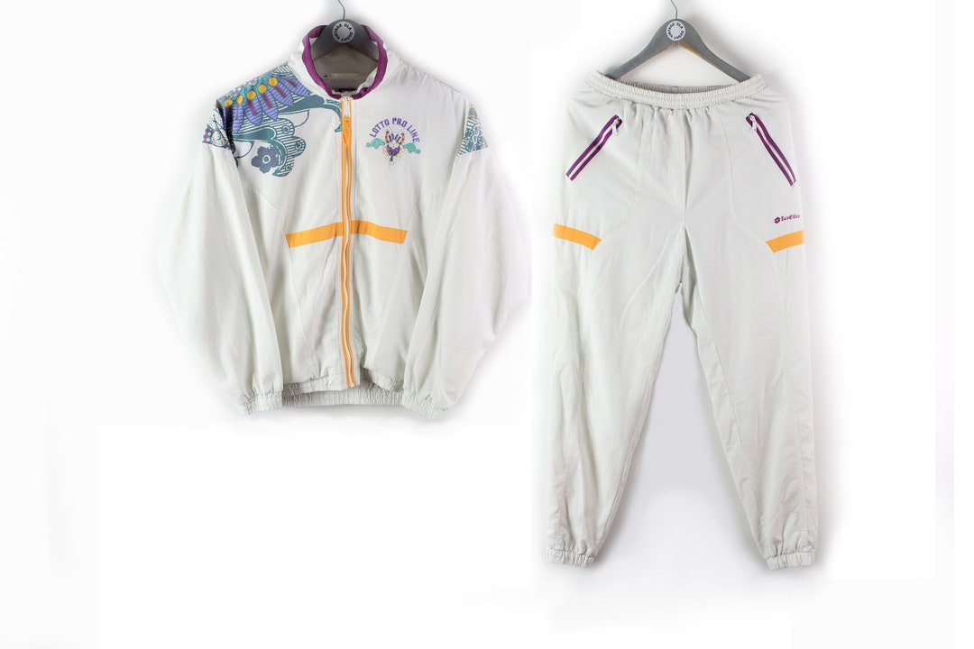Vintage LOTTO Pro Line Tracksuit Men's Size XS/S Authentic White Nylon ...