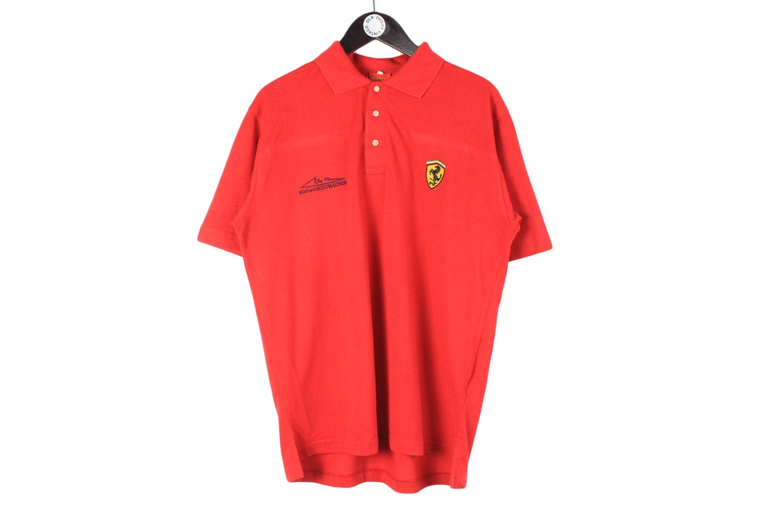 Vintage FERRARI Men's Polo T-shirt Red Size XL Small Logo Authentic ...