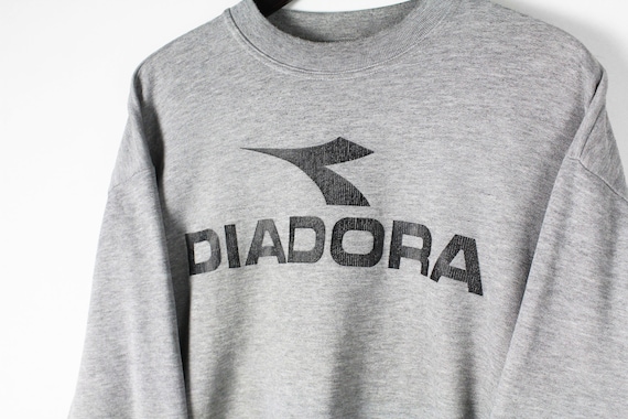vintage DIADORA sweatshirt authentic gray big logo 90… - Gem