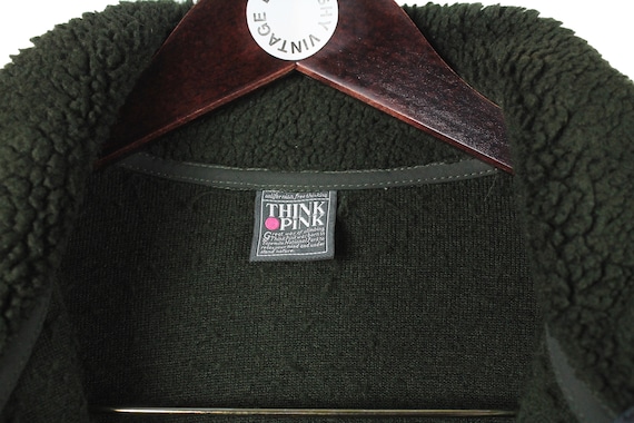 vintage THINK PINK FLEECE Full Zip Sweater men's Size… - Gem