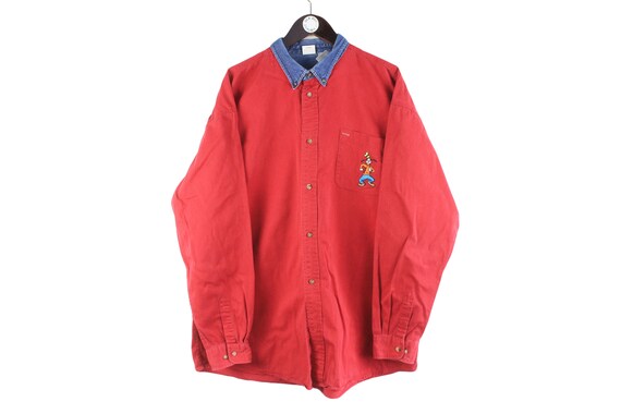 vintage DISNEY Goofy Denim Shirt long sleeve polo t-s… - Gem