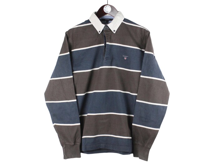 Vintage GANT USA Rugby Shirt Collared Long Sleeve Jumper Size M/L Men's ...
