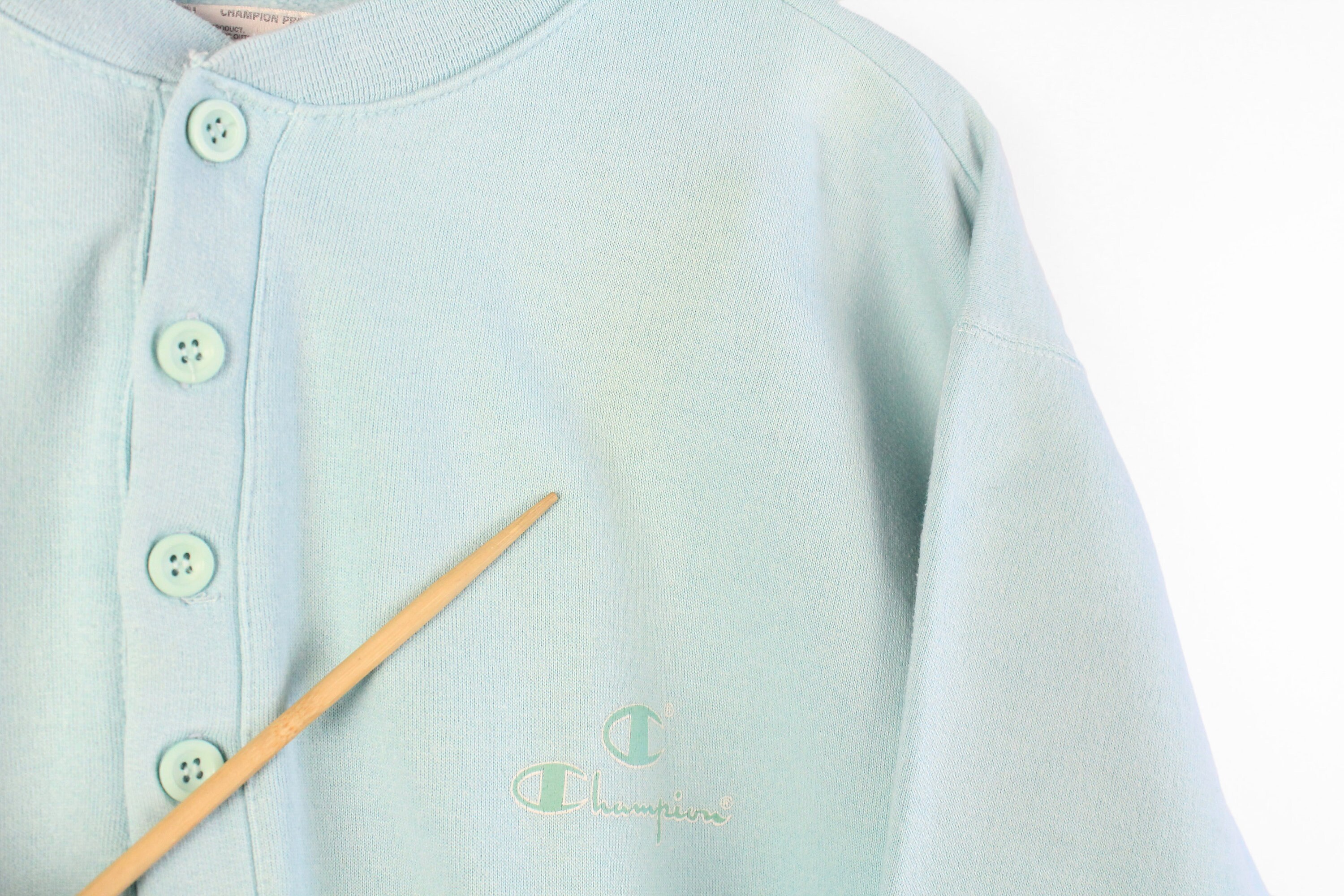 Vintage CHAMPION USA Small Logo Henley Sweatshirt Size S Men's Blue ...