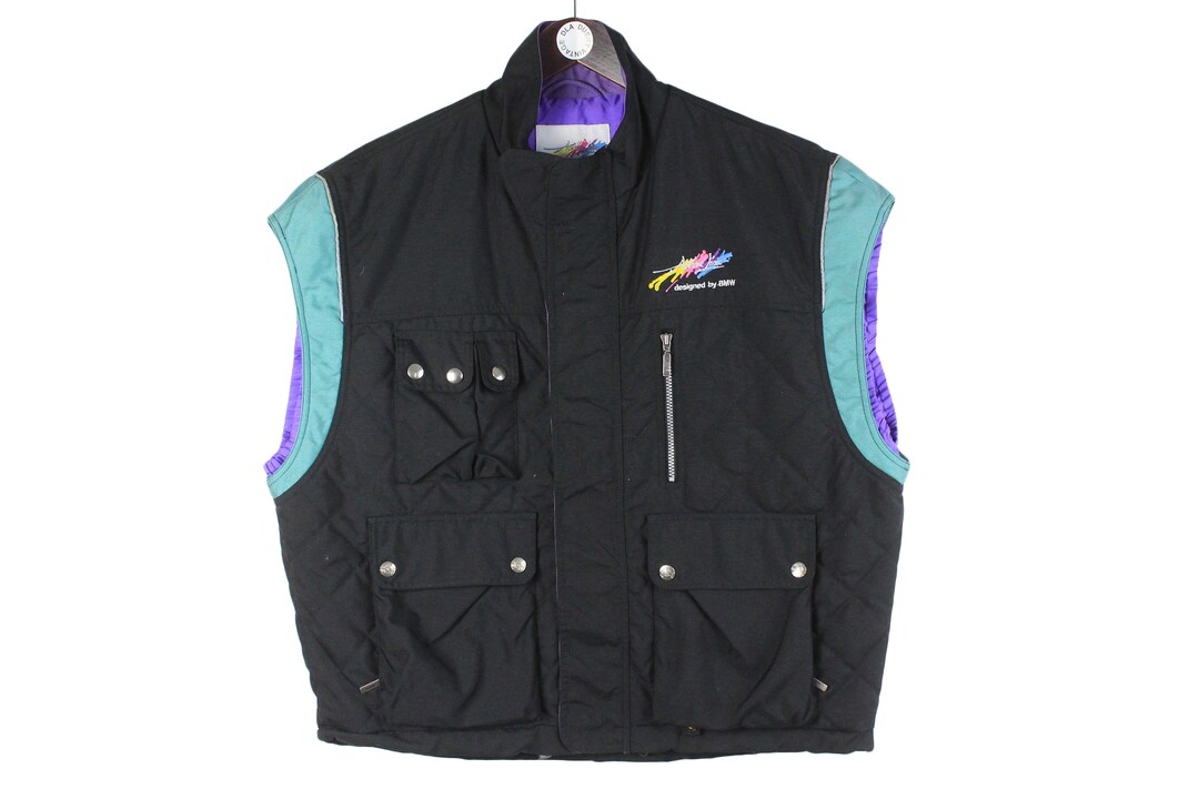 Vintage BMW Vest Jacket Sleeveless Size XL/XXL Authentic Race Team Zip ...