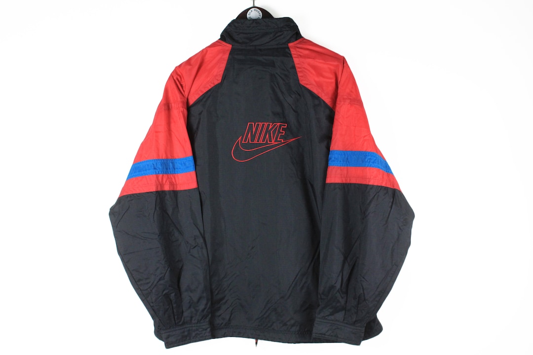 Vintage NIKE Track Jacket Authentic Size M Black Big Logo Retro Sport ...