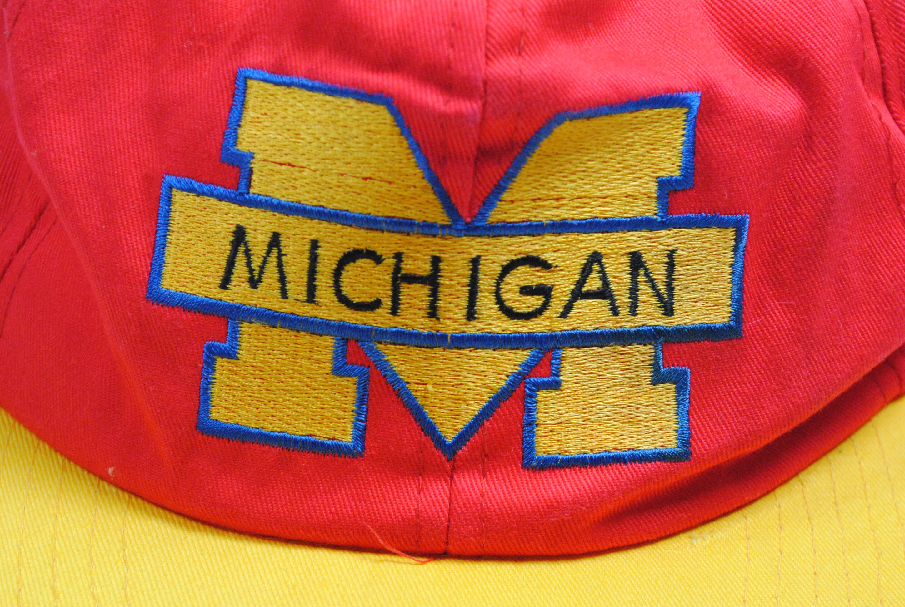 Vintage MICHIGAN Wolverines Hat Big Logo Cap Basketball Red | Etsy