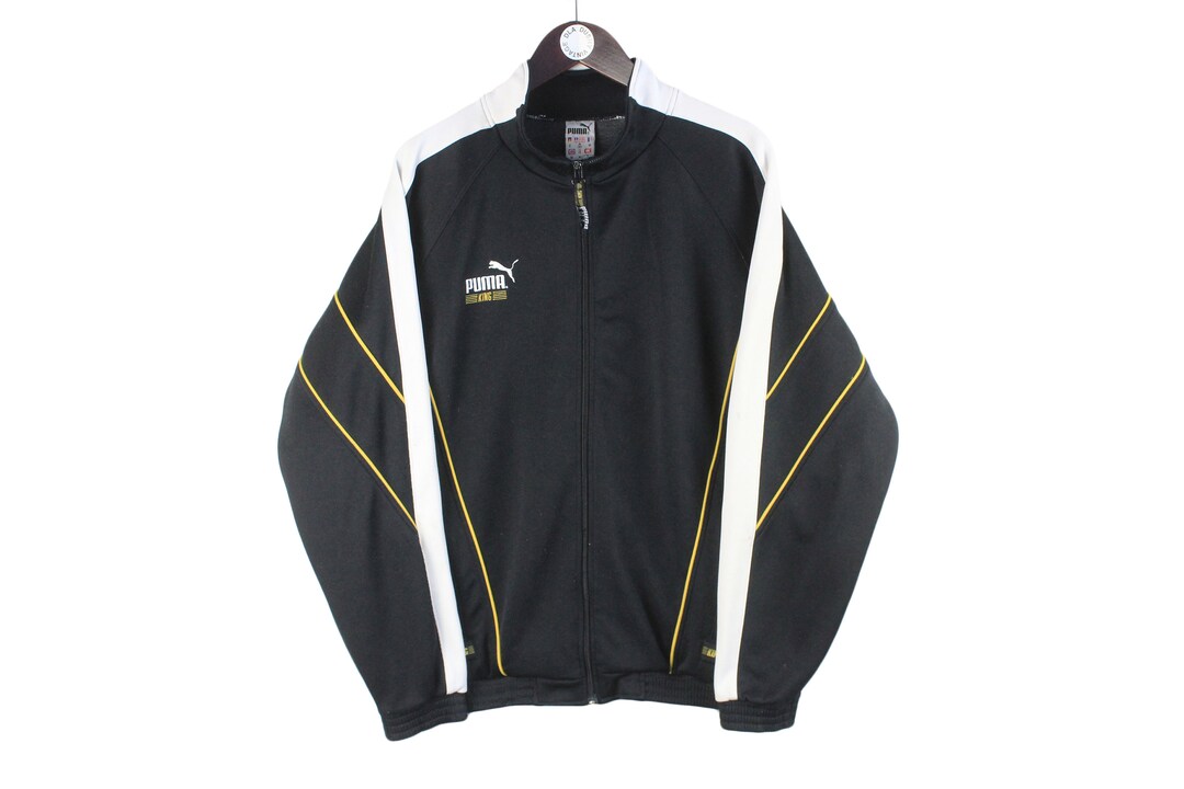 Vintage PUMA Track Jacket Size Men's M Authentic Black Rare Retro 90's ...
