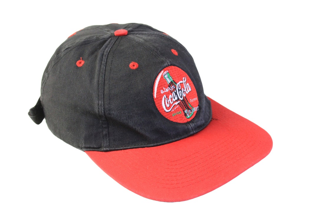 Vintage COCA-COLA Cap One Size Black Red Big Logo USA Style Hat ...