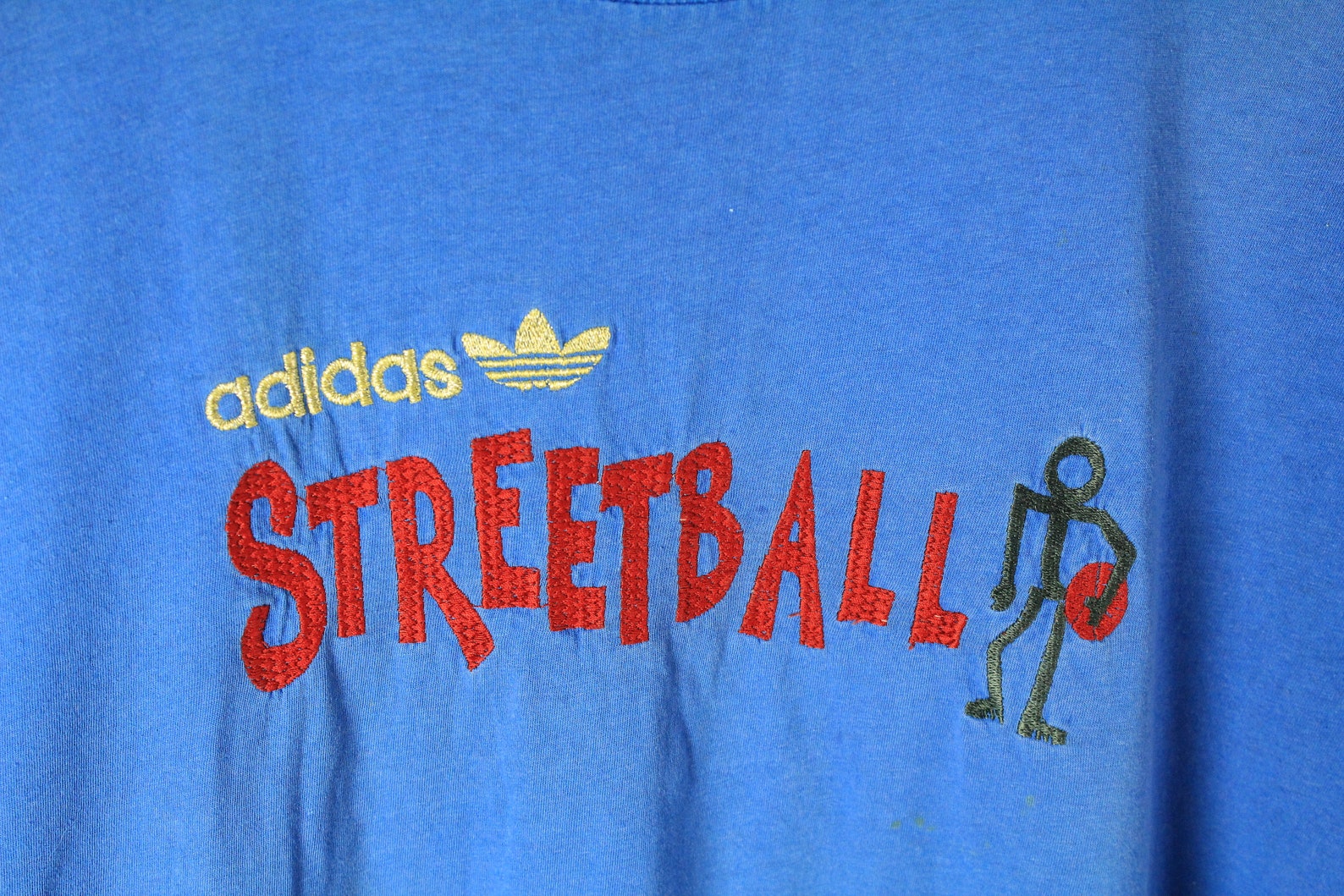 Vintage ADIDAS Streetball Big Logo T-shirt Blue Embroidery - Etsy