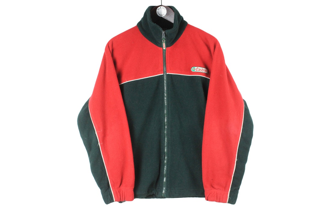 Vintage CASTROL Racing Fleece Full Zip Sweater Team Authentic Size Men ...
