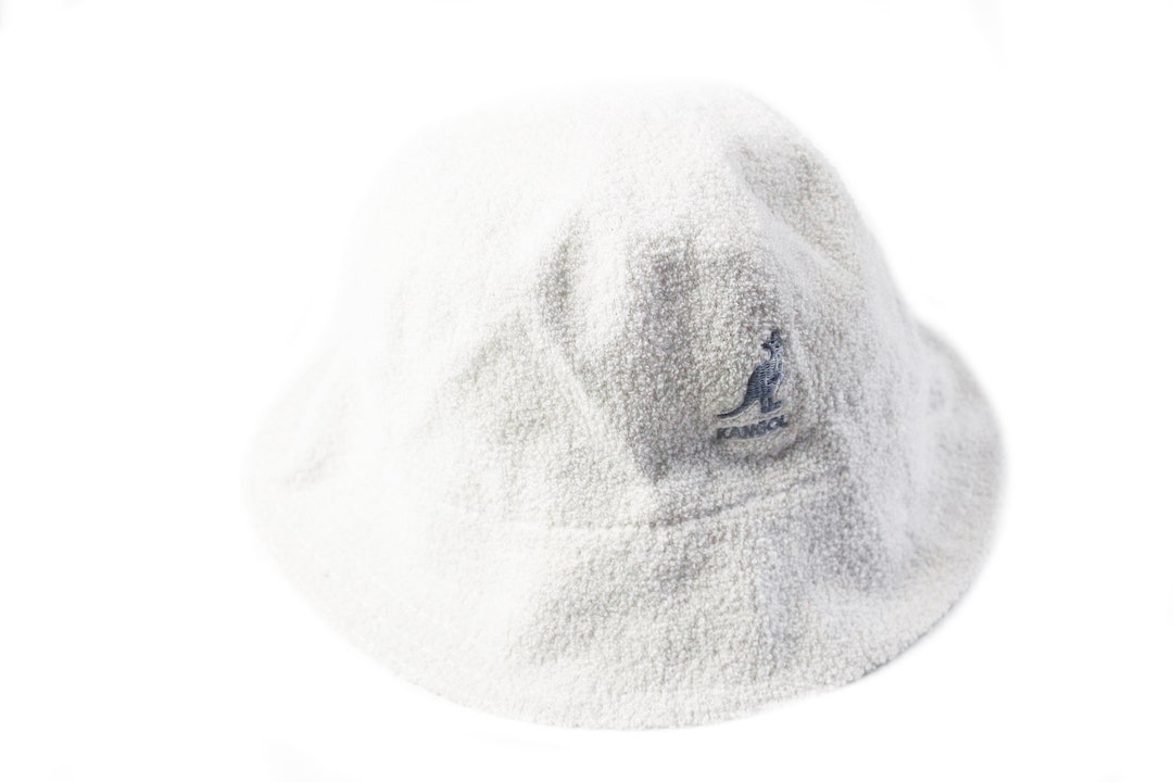 Vintage KANGOL Bucket Hat Casual Style White Small Logo Retro Hip Hop ...