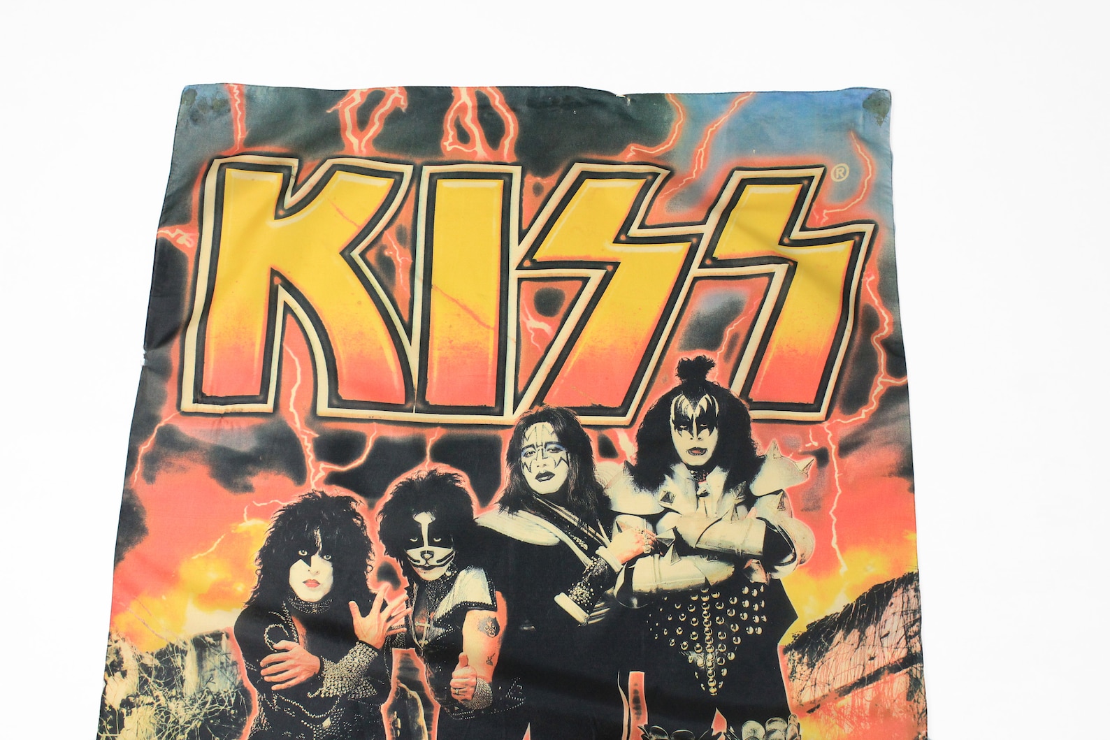 Vintage KISS 2000 Flag Banner Tapestry Music Band Old School 90's 80's ...