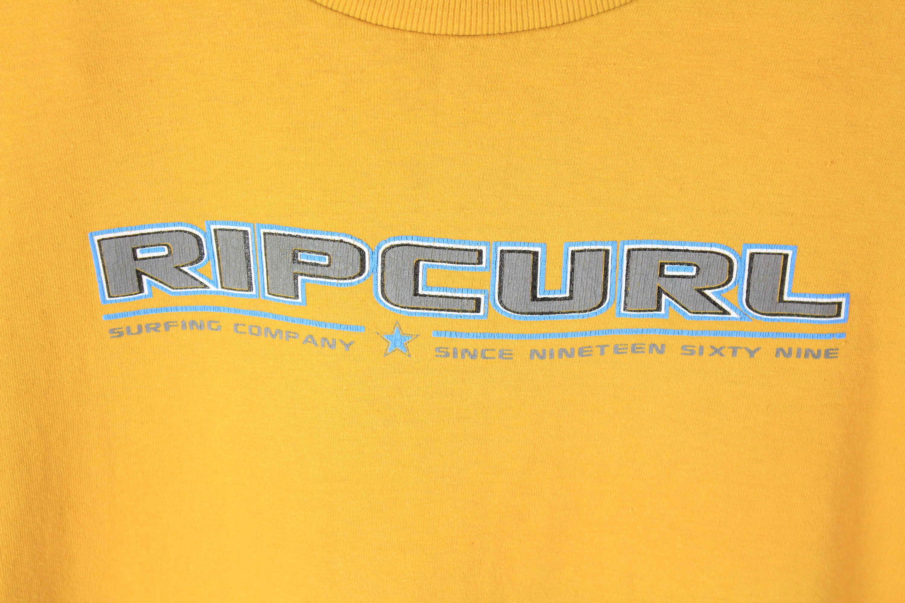 Vintage RIP CURL T-shirt Big Logo Authentic Yellow Cotton - Etsy
