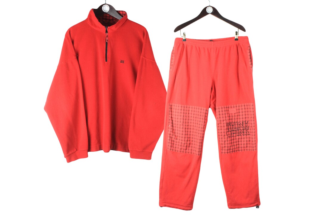Vintage THINK PINK Austria Ski Team Fleece Suit Sweater and Pants Men's ...