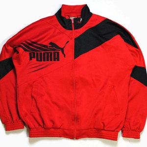 Vintage PUMA men's track jacket Size M authentic red black | Etsy