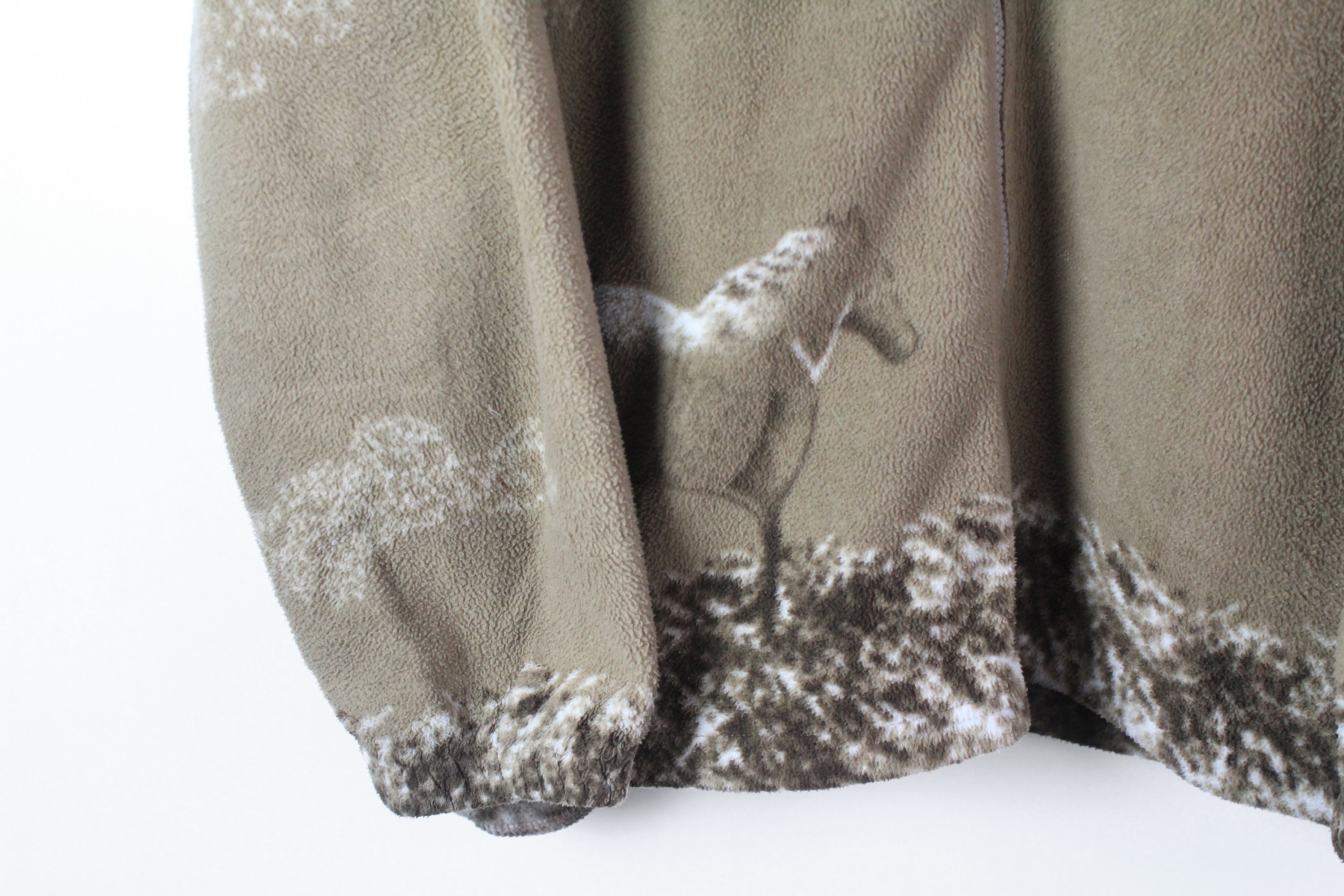 Vintage FLEECE Sweater Horse Pattern Full Zip Authentic Nature Animal ...
