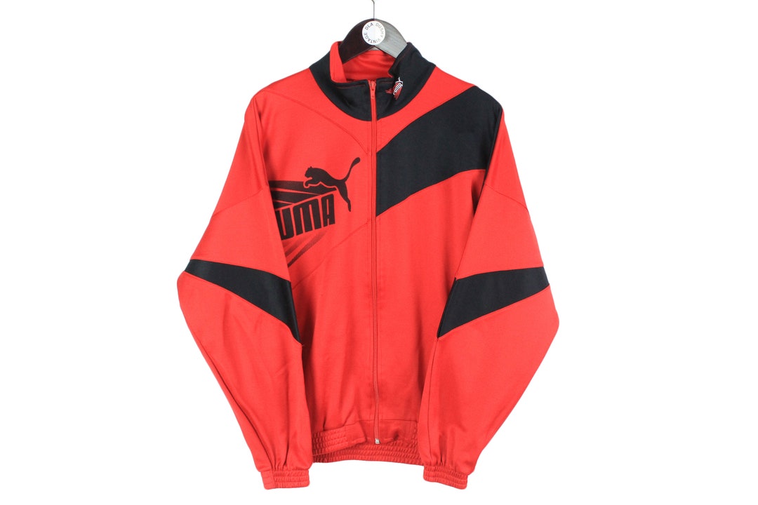 Vintage PUMA Men's Track Jacket Size M Authentic Red Black Rare Retro ...