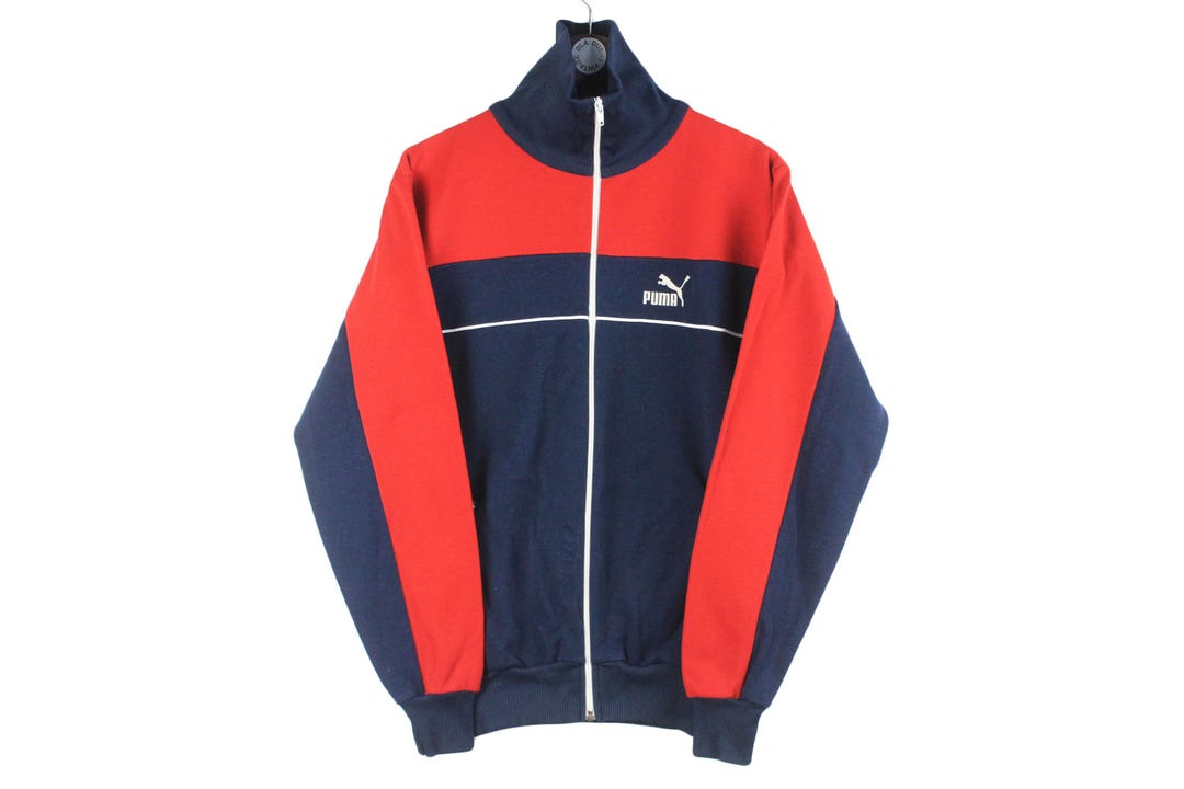 Vintage PUMA Track Jacket Size Men's M/L Authentic Blue Red Rare Retro ...