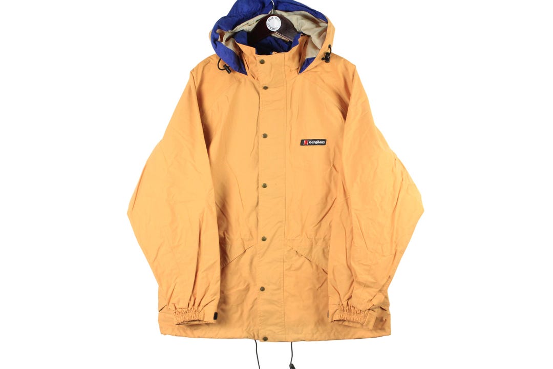 Vintage BERGHAUS Jacket Retro Style Yellow Full Zip Size Women's XL ...
