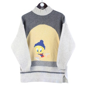 Vintage Tweety Warner Bros 1994 Sweater Big Logo Gray 90's Winter ...