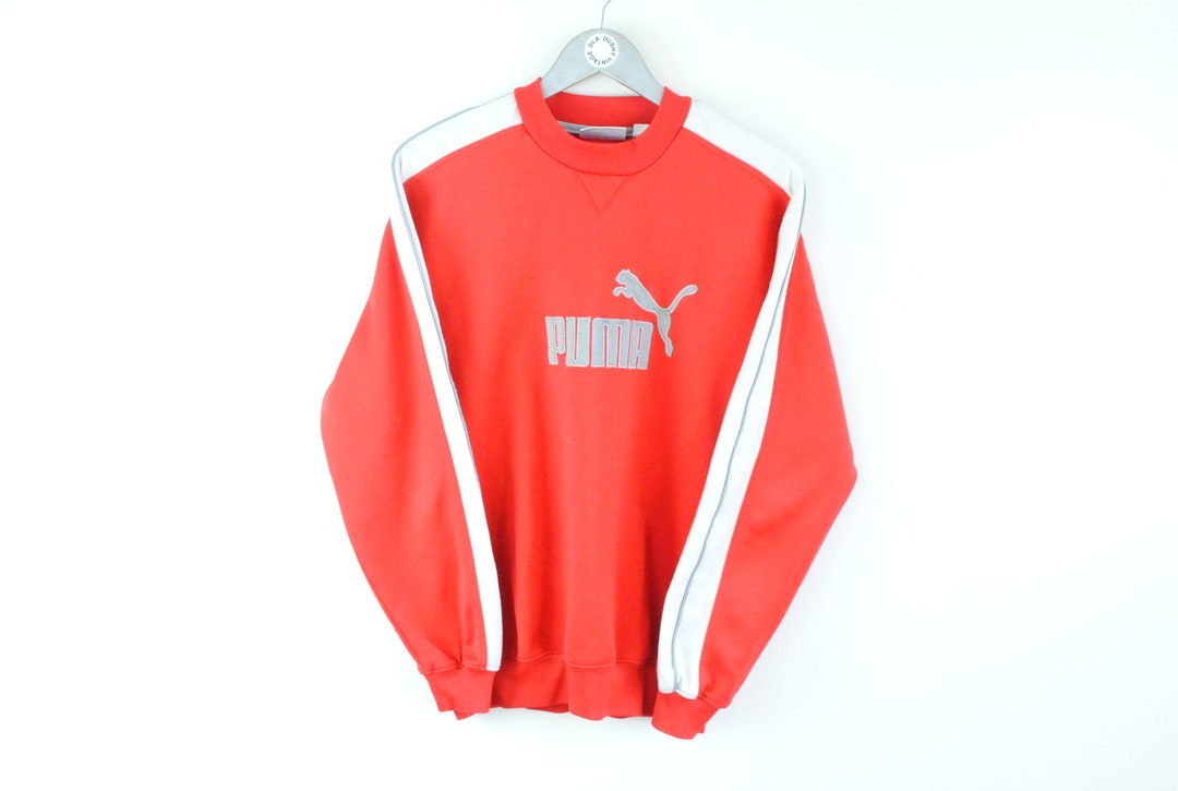 Vintage PUMA Big Logo Sweatshirt Authentic Red Activity Wear Size S Men ...