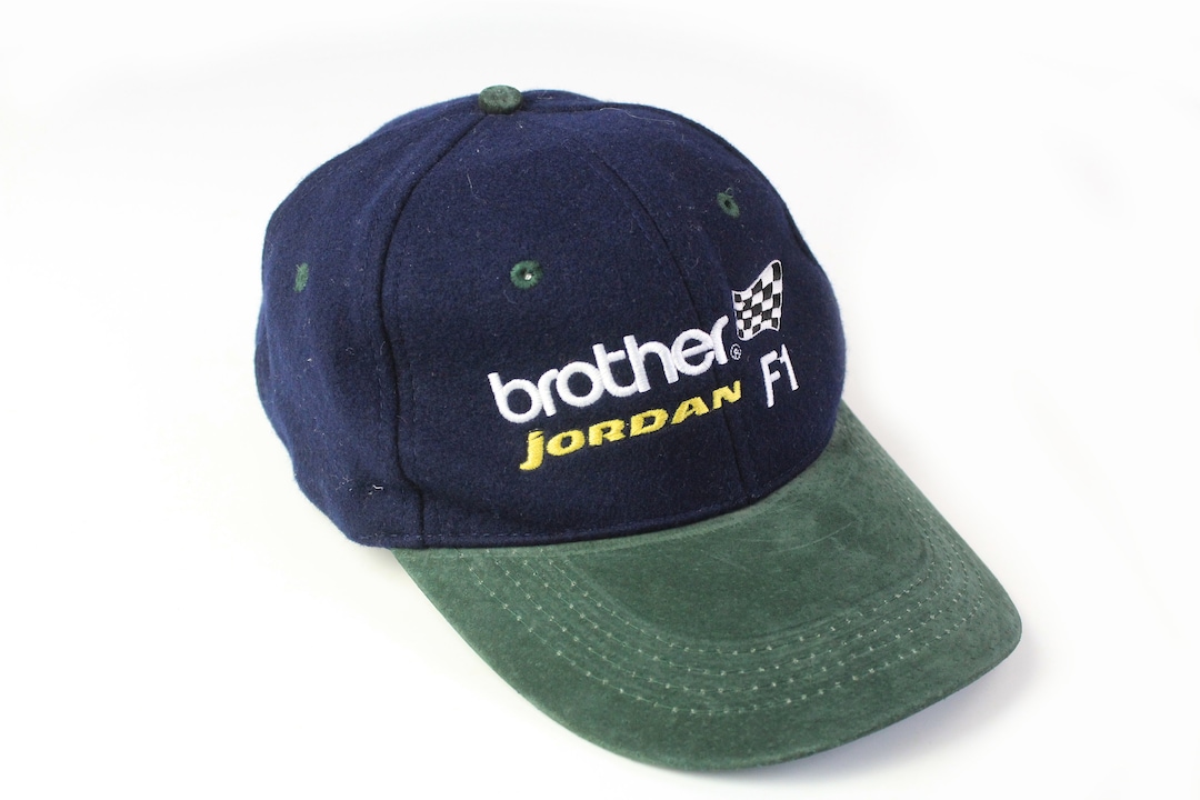 Vintage BROTHER JORDAN F1 Cap Big Logo Green Blue One Size 100% Cotton ...