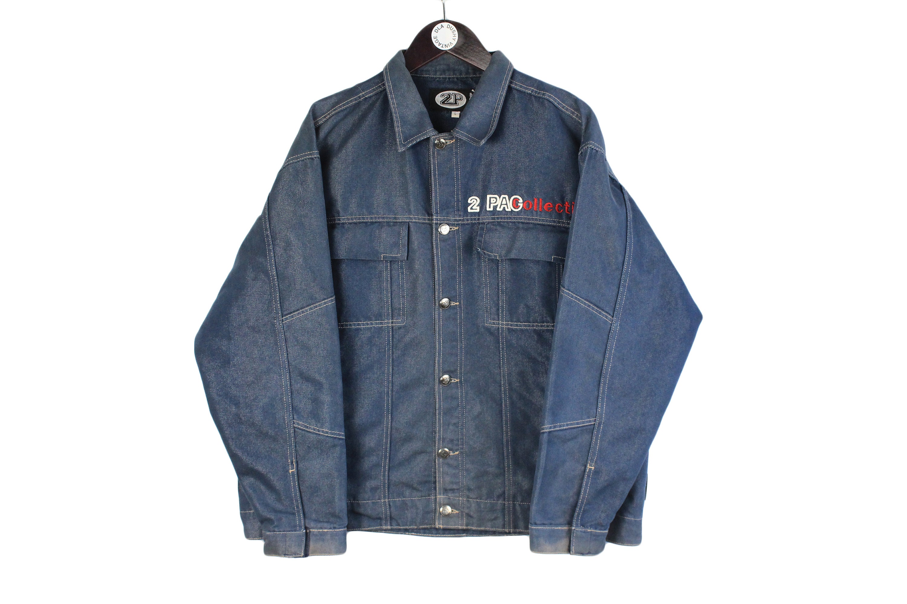 Vintage 2PAC by J.C. Design Denim Jacket Size L Men's Jeans Vintage 2PAC by J.C. Design Denim Jacket Size L Men's Jeans