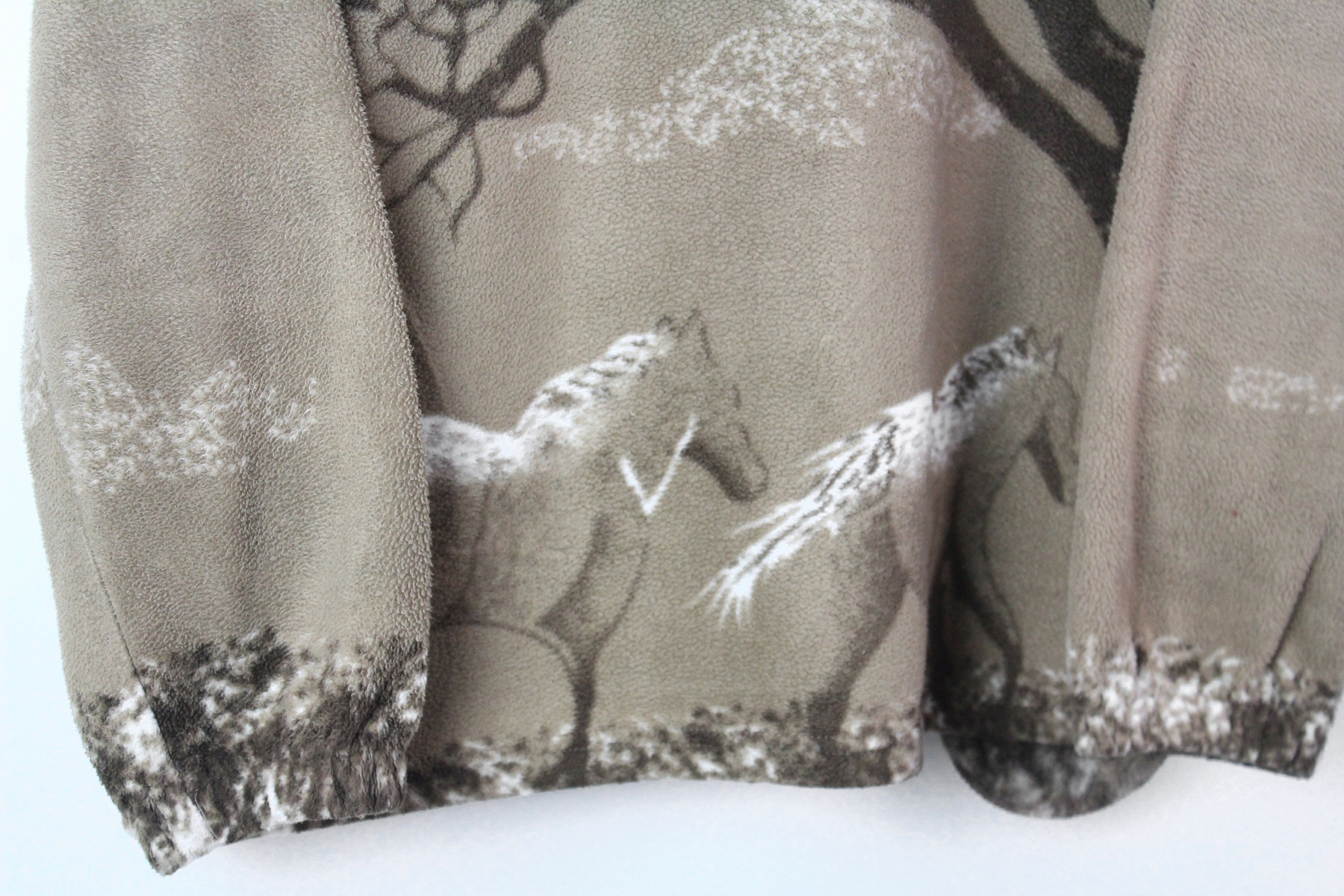 Vintage FLEECE Sweater Horse Pattern Full Zip Authentic Nature Animal ...