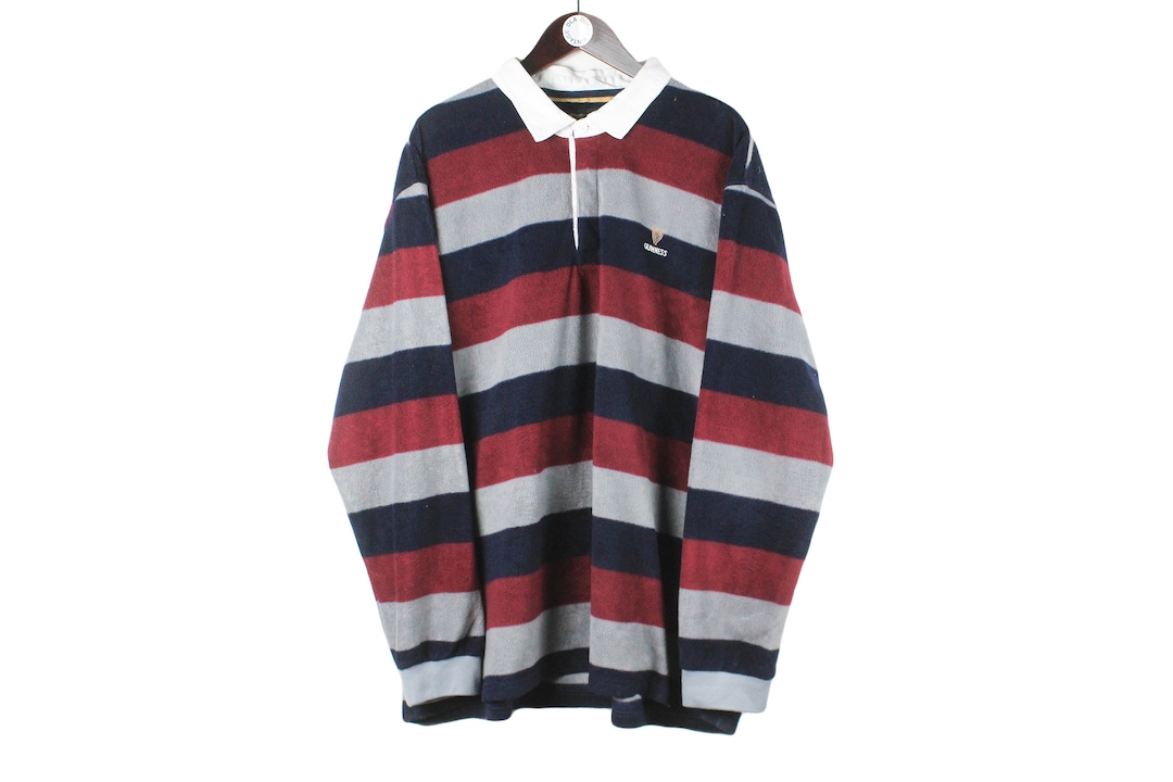 Vintage GUINNESS Fleece Rugby Shirt Size 4XL Men's Red Gray Small Logo ...