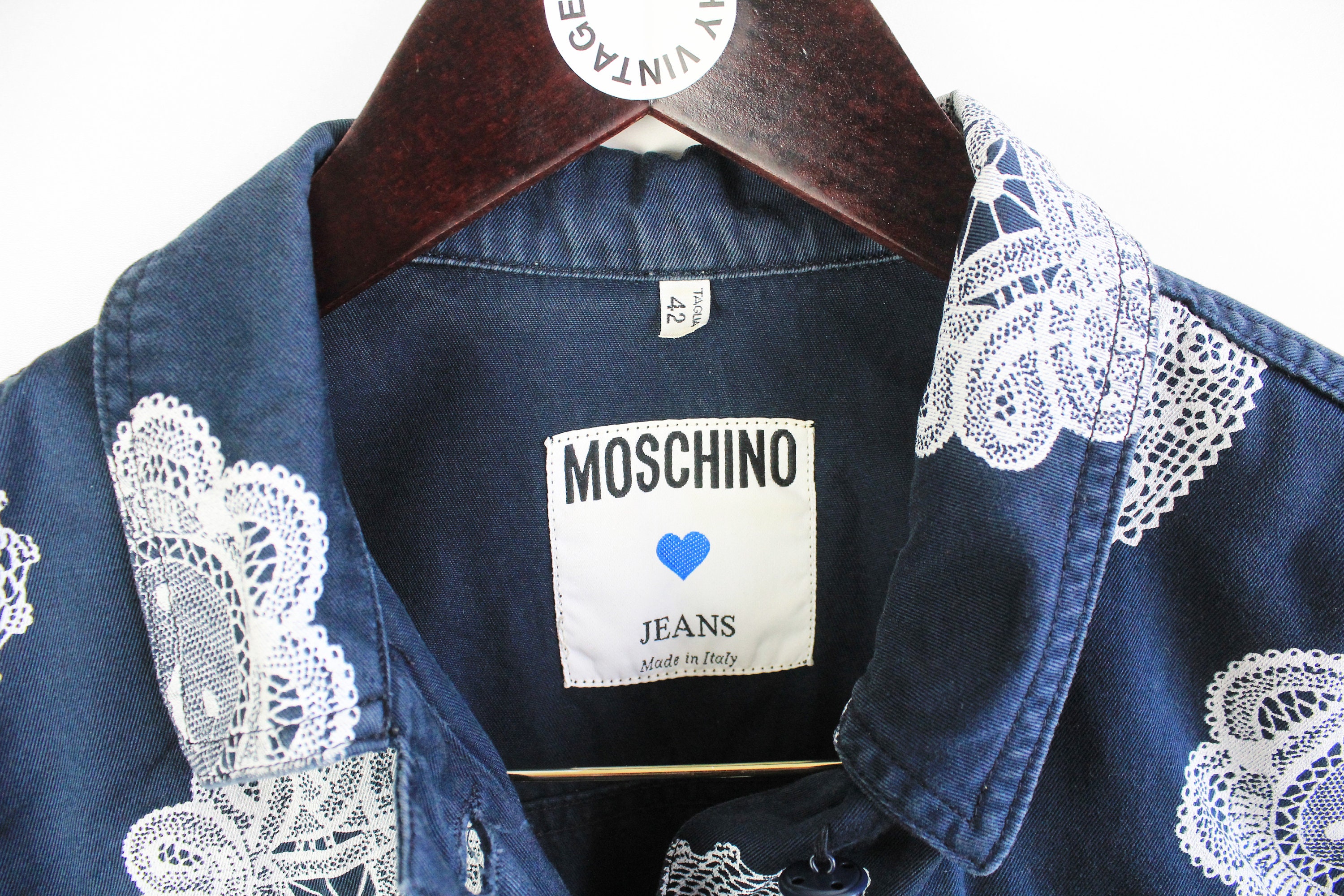 Vintage MOSCHINO JEANS Blue Heart Navy Blue Half Sleeve Blazer - Etsy