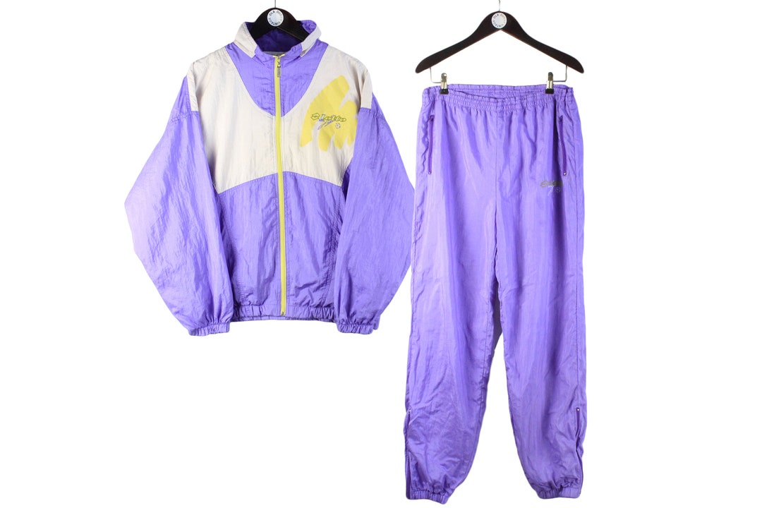 Vintage LOTTO Tracksuit Size M Authentic Purple Jacket and Pants Retro ...