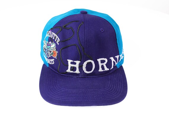 vintage CHARLOTTE HORNETS hat big logo basketball cap… - Gem
